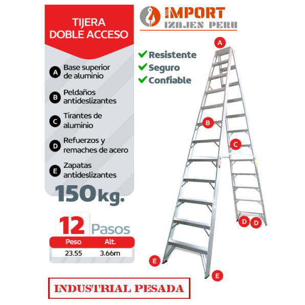Escalera Simple Acceso Aluminio 4 Pasos – IMPORT IZAJE PERU S.A.C.